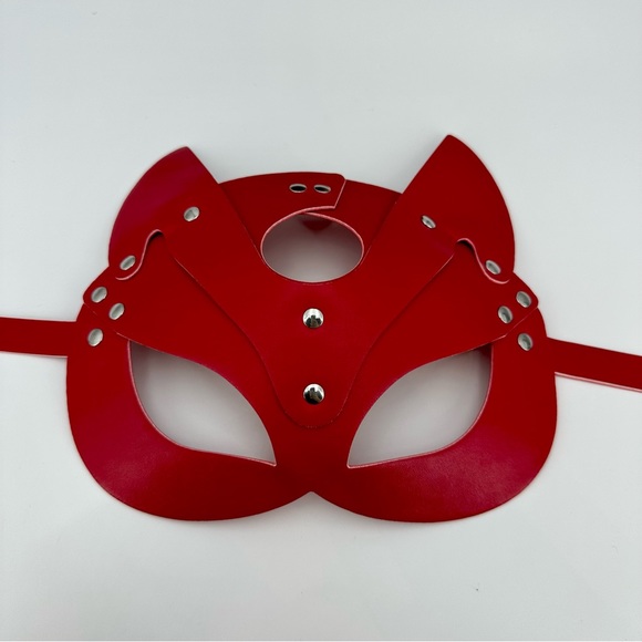 Unlisted | Accessories | Red Leather Cat Ear Masquerade Mask | Poshmark